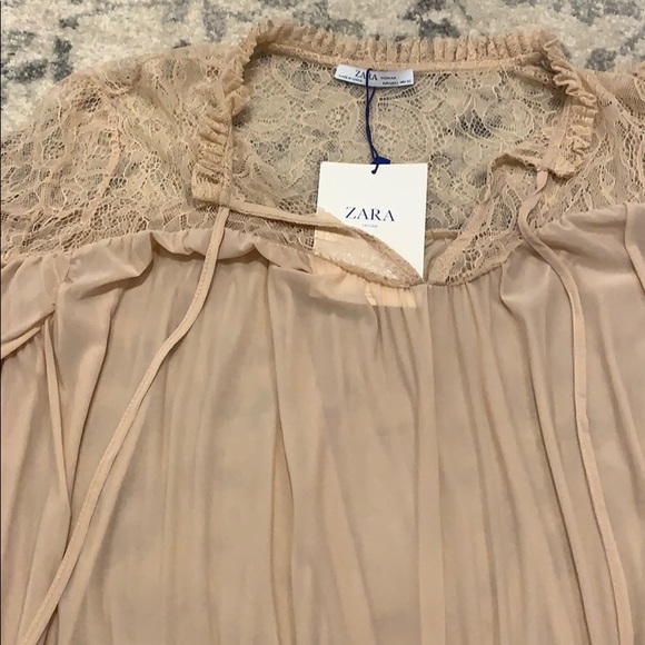 Zara | Tops | Nwt Zara Pink Sheer Peasant Top | Poshmark